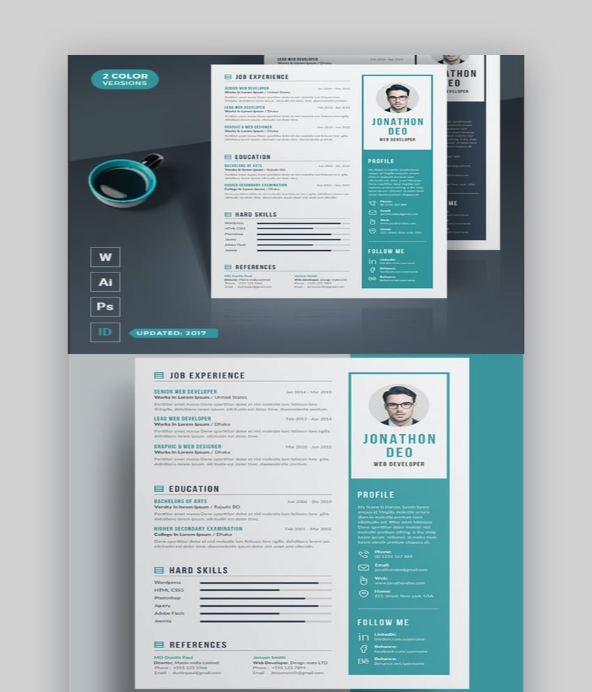 20 diseños increíbles de plantillas de currículum vitae para ...